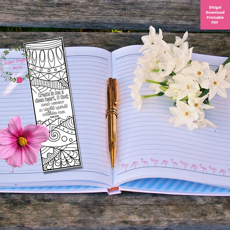 Psalm 51 Coloring Bible Verse Bookmarks KJV Scripture Prayer - Etsy