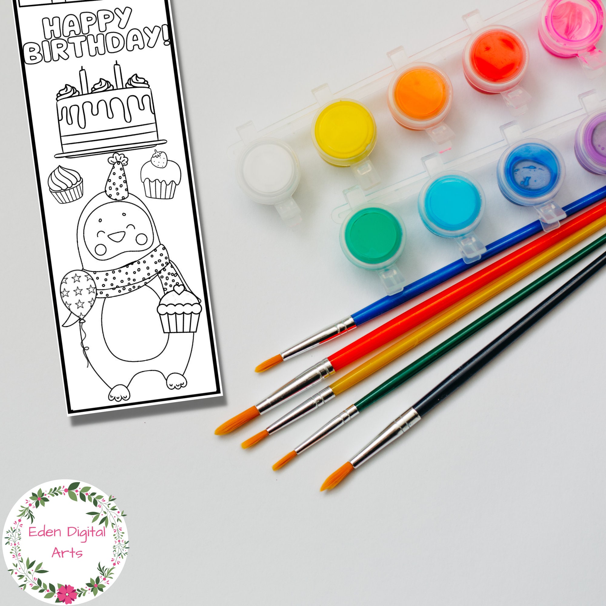 Happy Birthday Party Coloring Bookmarks for Kids Cute Animals - Etsy
