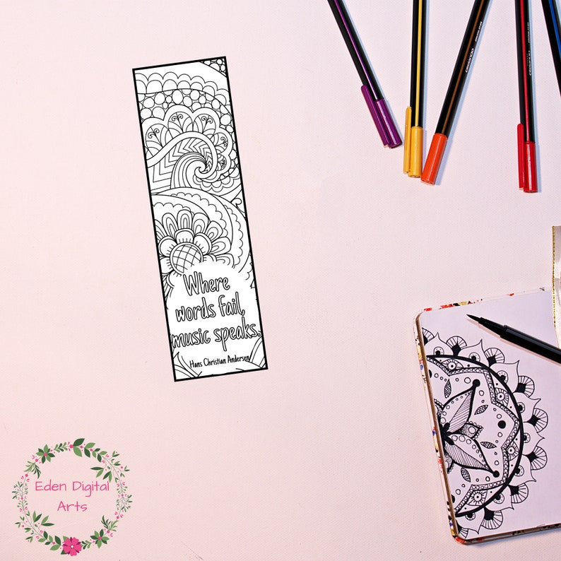 Inspirational Music Quotes Coloring Bookmarks Zentangle - Etsy