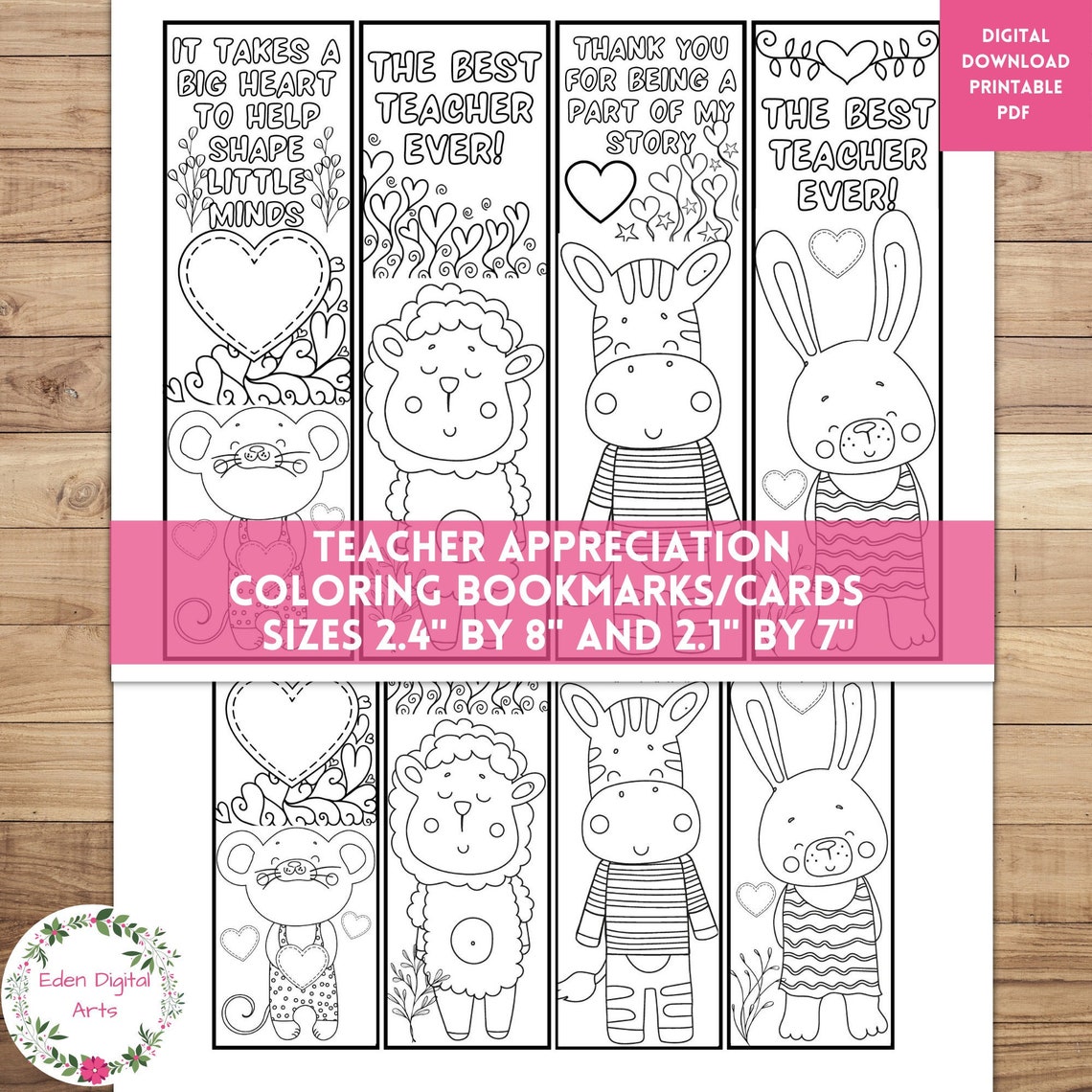 Cute Teacher Appreciation Coloring Bookmarks for Kids Goodie - Etsy