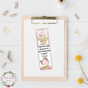 The Secret Garden Printable Bookmarks Flowers Birds Quote Cards for ...