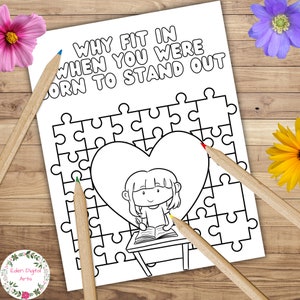 Autism Acceptance Support Love 20 Coloring Pages, Autistic Kids Parents ...