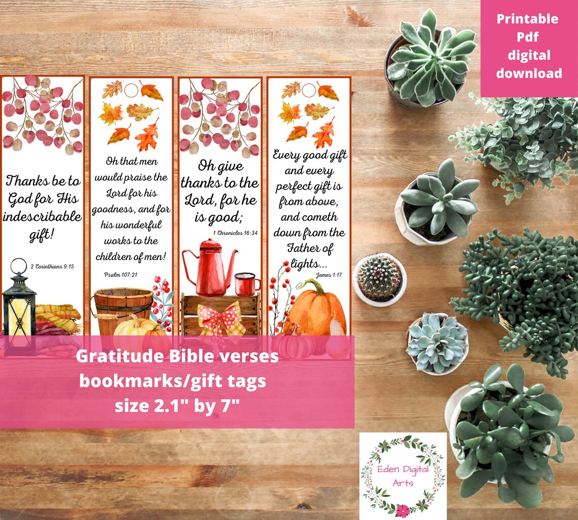 Gratitude Bible Verse Bookmarks Gift Tags Thanksgiving | Etsy