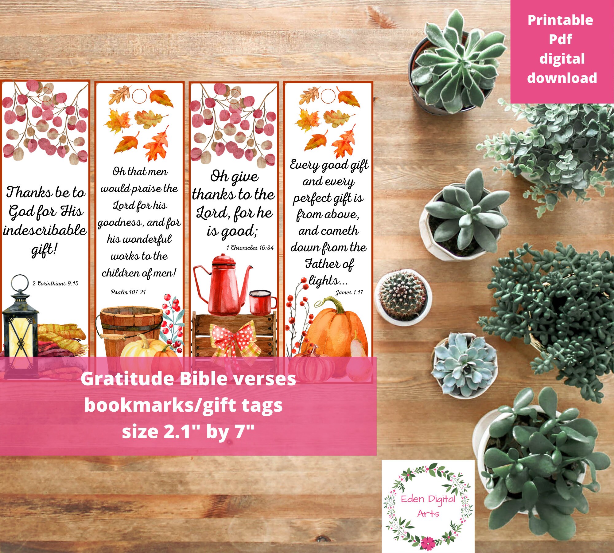 Gratitude Bible Verse Bookmarks Gift Tags Thanksgiving - Etsy