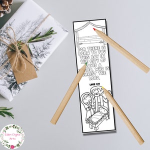 Christmas Bible Verse Nativity Coloring Bookmarks for Kids Scripture ...
