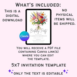 Garden Flowers Birthday Party Invitation Template Colorful Floral ...