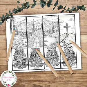 John 3 16 Bible Verse Coloring Bookmarks Nature Landscapes Scripture ...