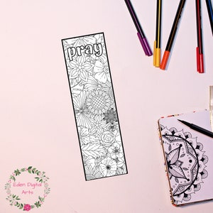 Floral Coloring Bookmarks With Inspirational Words - Etsy