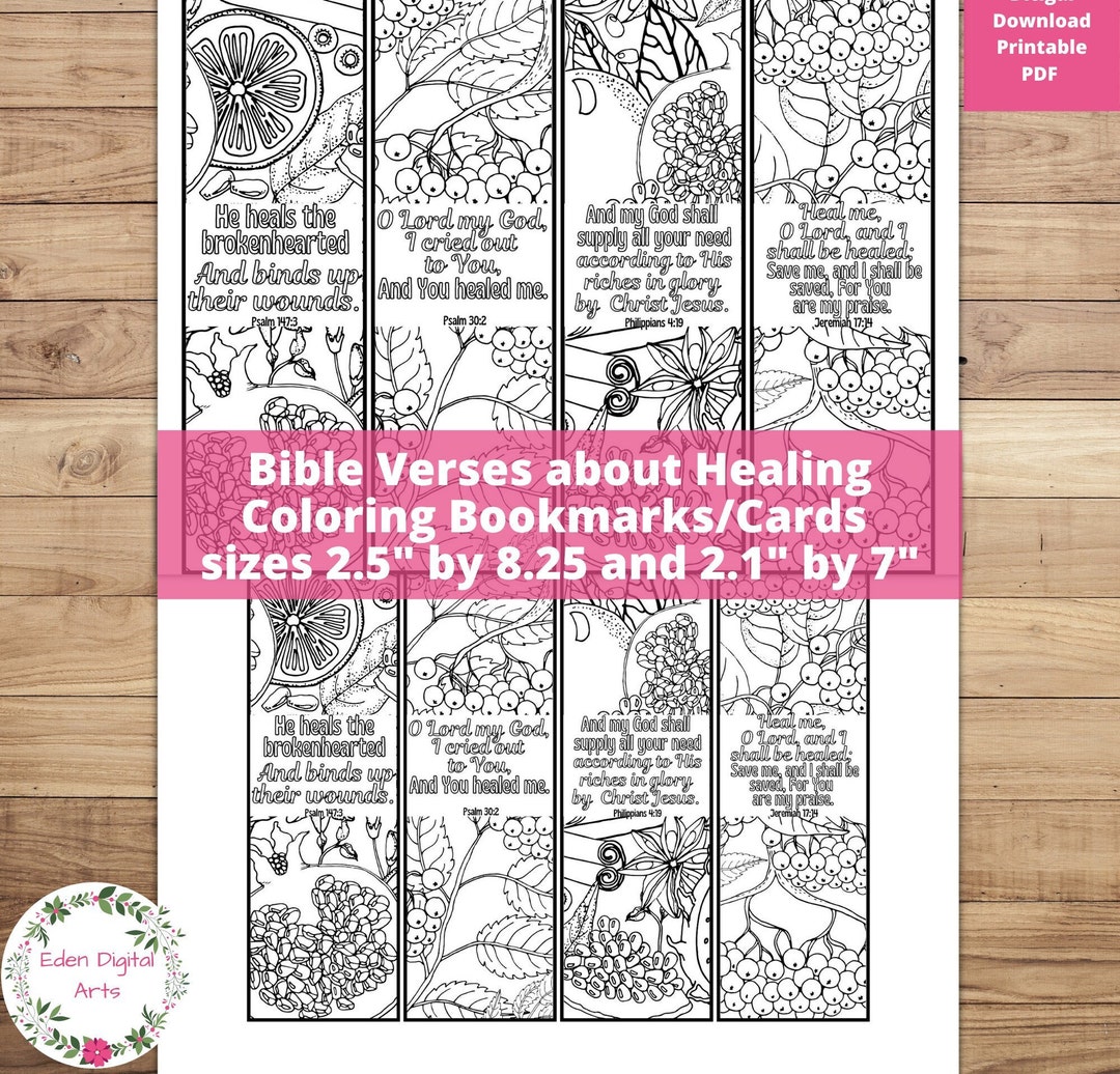 Healing Scripture Coloring Bookmarks, Health Bible Verses, Christian ...