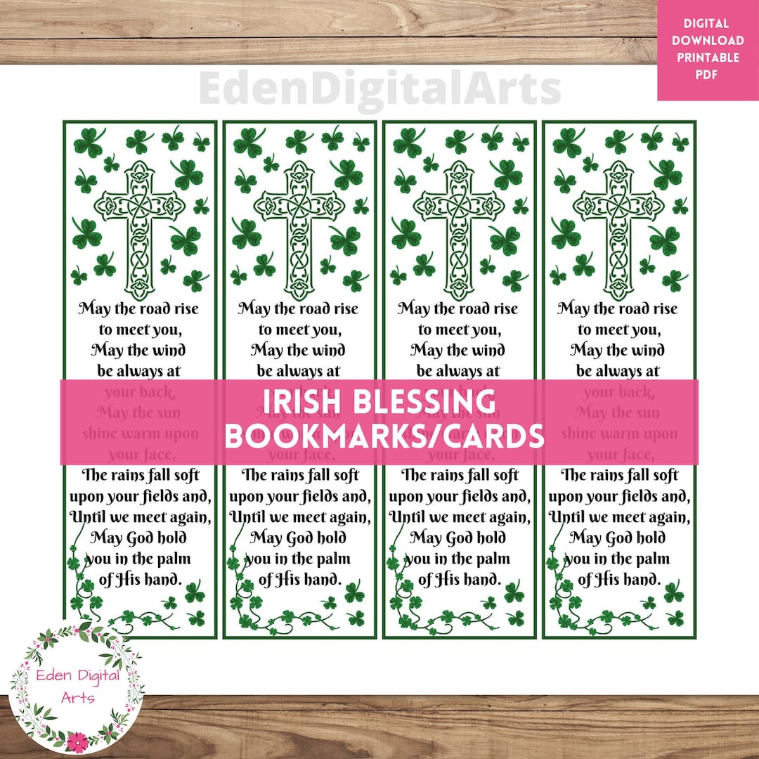Old Irish Blessing Bookmarks, Celtic Cross Prayer Cards, St Patrick's ...