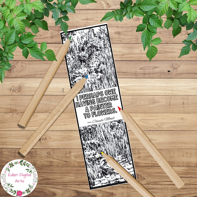 Claude Monet Quotes Coloring Bookmarks French Impressionist - Etsy