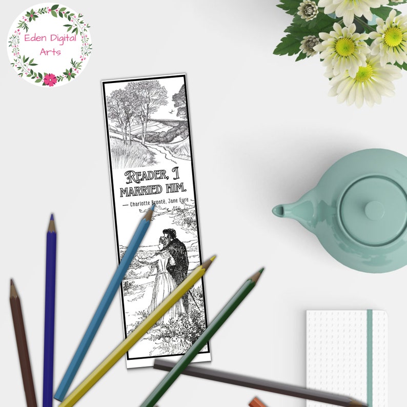 Jane Eyre Quotes by Charlotte Bronte Coloring Bookmarks - Etsy