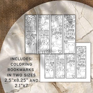 Color Your Bookmarks Love Bible Verses & Cute Animals Christian ...