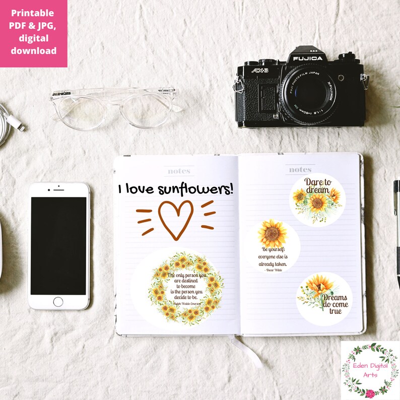 Sunflowers Motivational Quotes Stickers Floral Inspirational - Etsy