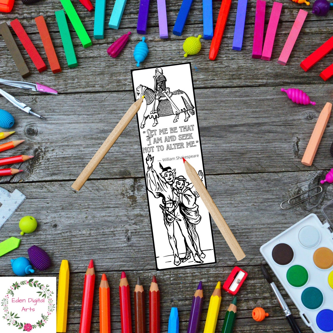 Shakespeare Quotes 8 Coloring Bookmarks Literary DIY Gift - Etsy