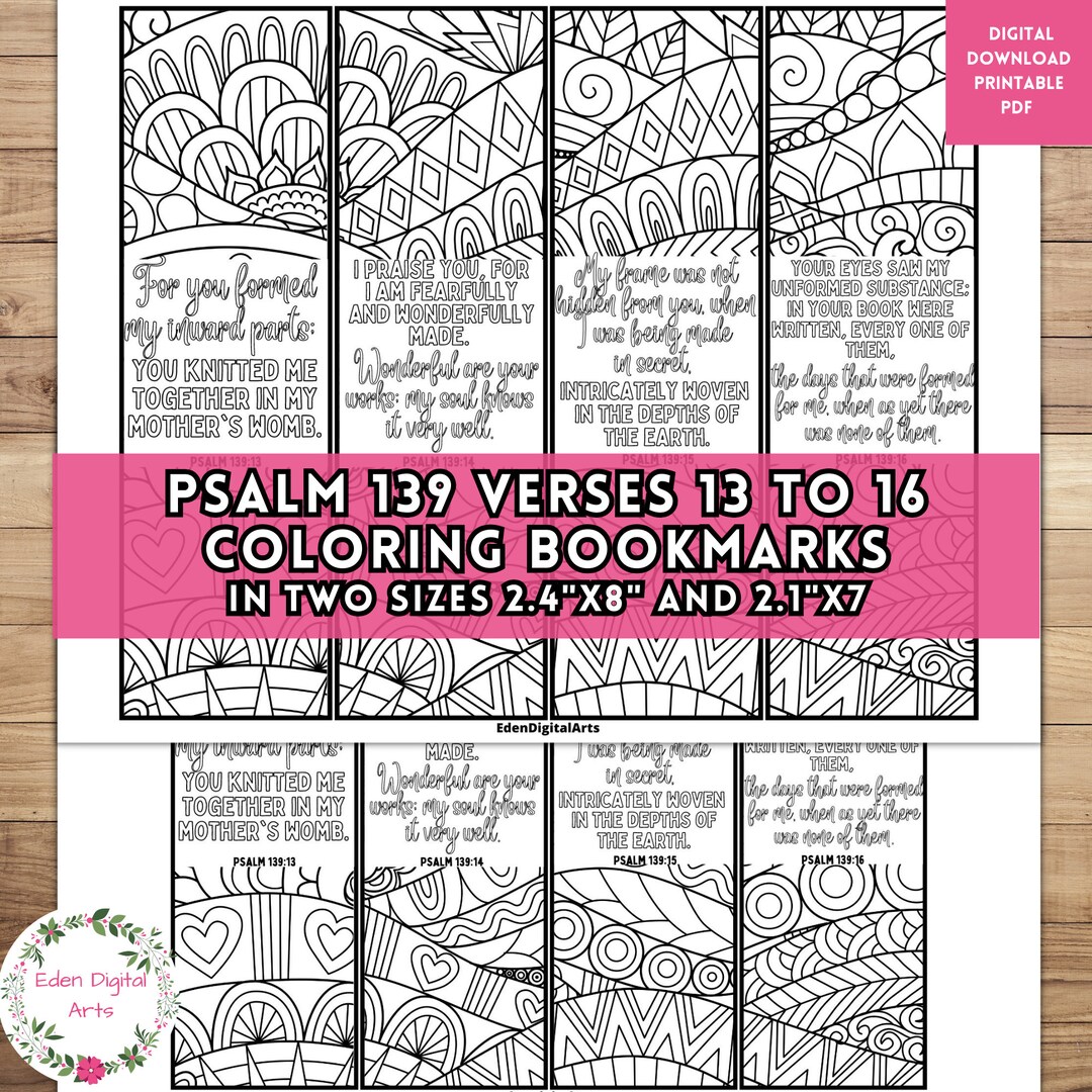 Bible Verses Psalm 139 Coloring Bookmarks, Self Esteem ESV Scripture ...
