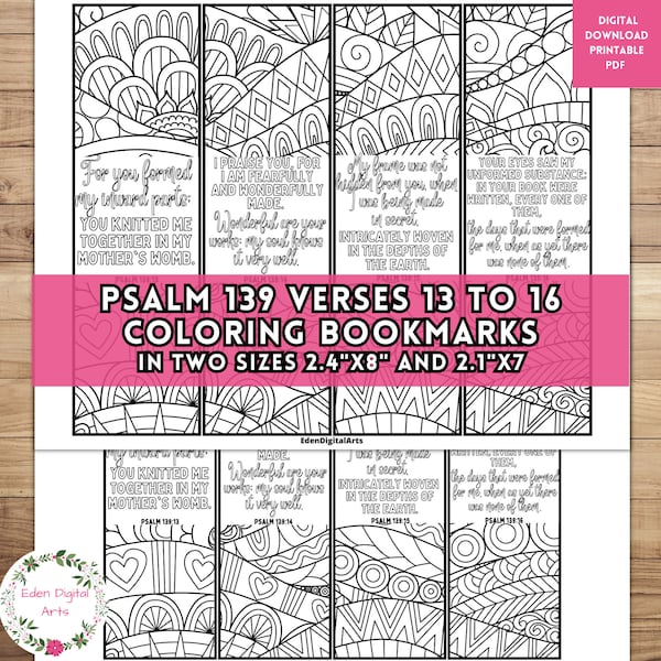 Bookmarks Coloring Psalm - Etsy UK