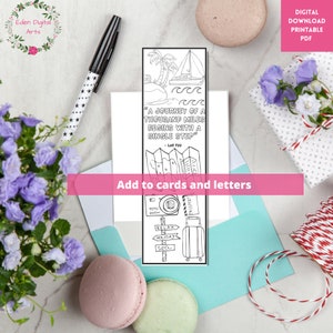 Travel Quotes Coloring Bookmarks for Kids and Adults, Adventure Road ...