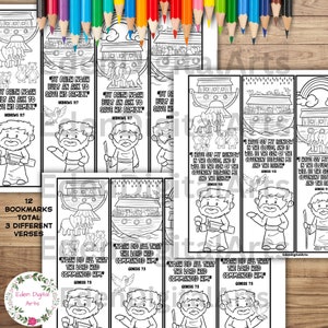Noah's Ark Bible Story Coloring Bookmarks for Kids, Cute Animals ...
