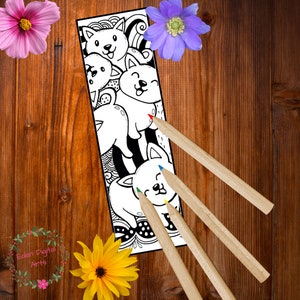 Cute Kawaii Animals Coloring Bookmarks for Kids DIY Cards Classroom ...