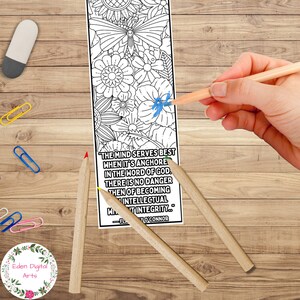 Flannery O'connor Quote Floral Coloring Bookmarks, Activity Book Club ...