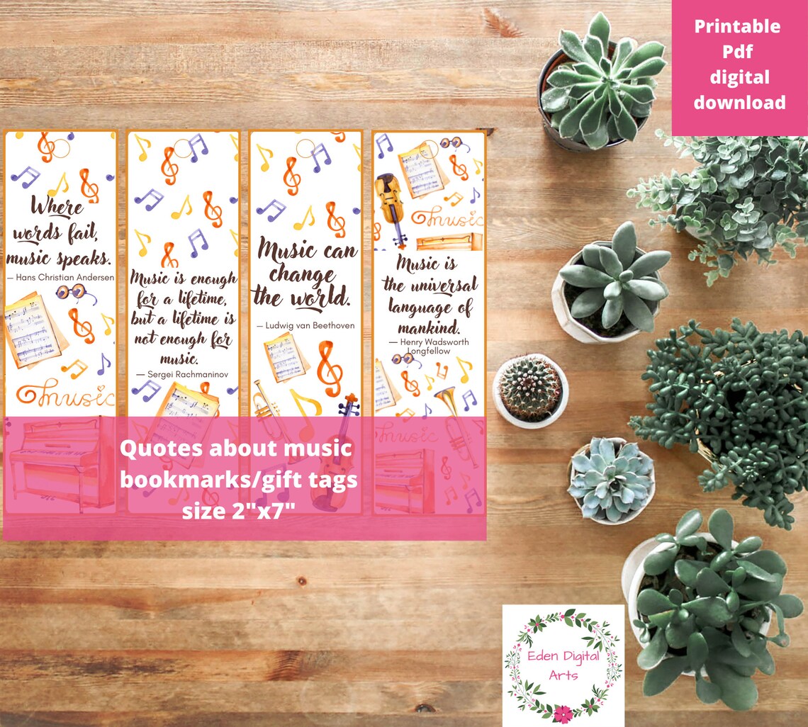 Famous Quotes About Music Bookmarks Musical Inspirational | Etsy
