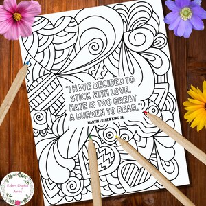 MLK Jr Love Quotes Coloring Pages for Kids and Adults, Fun Class ...