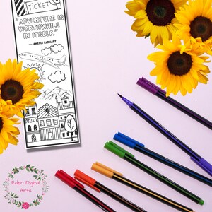 Travel Quotes Coloring Bookmarks for Kids and Adults, Adventure Road ...