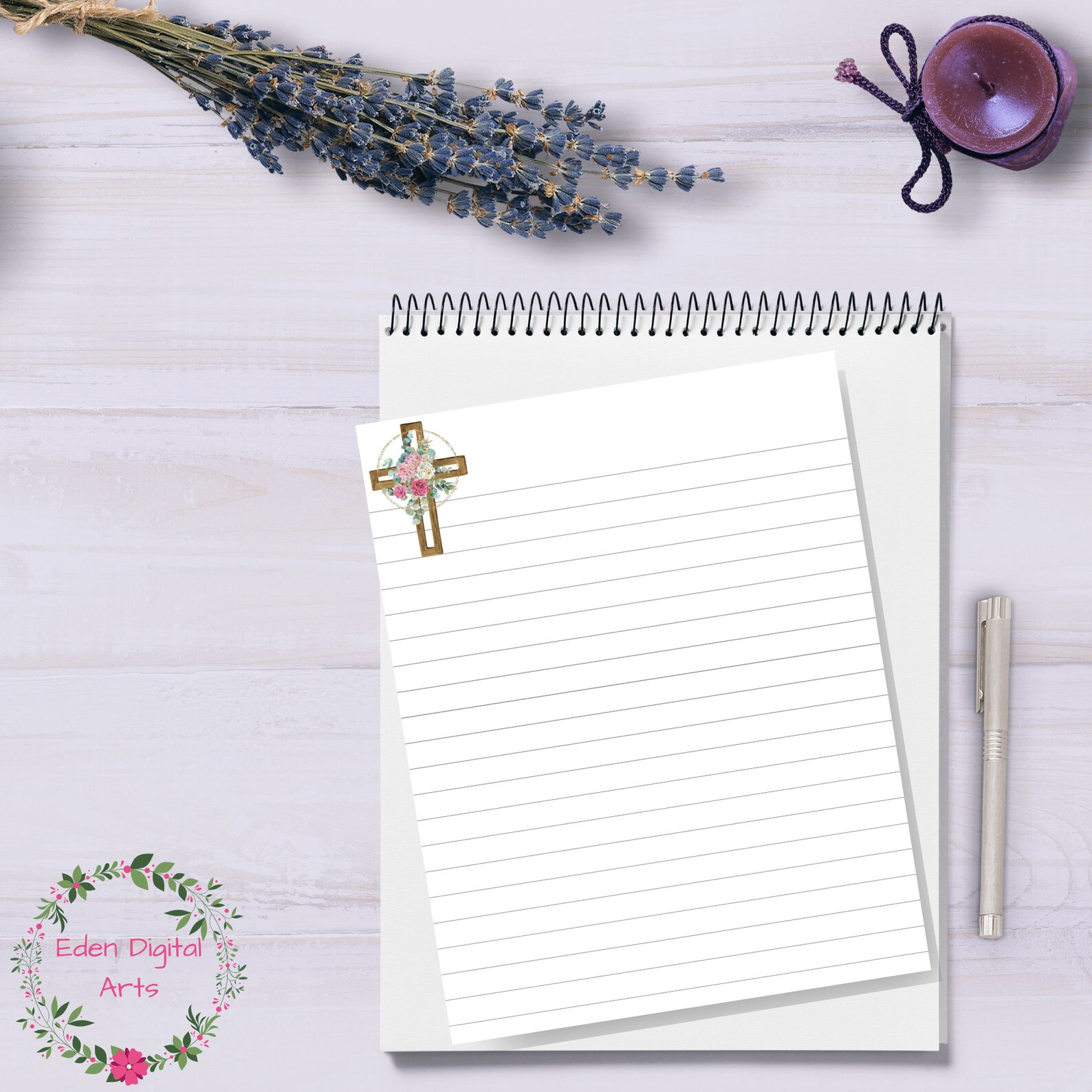 Floral Cross Writing Paper Printable Christian Stationery - Etsy