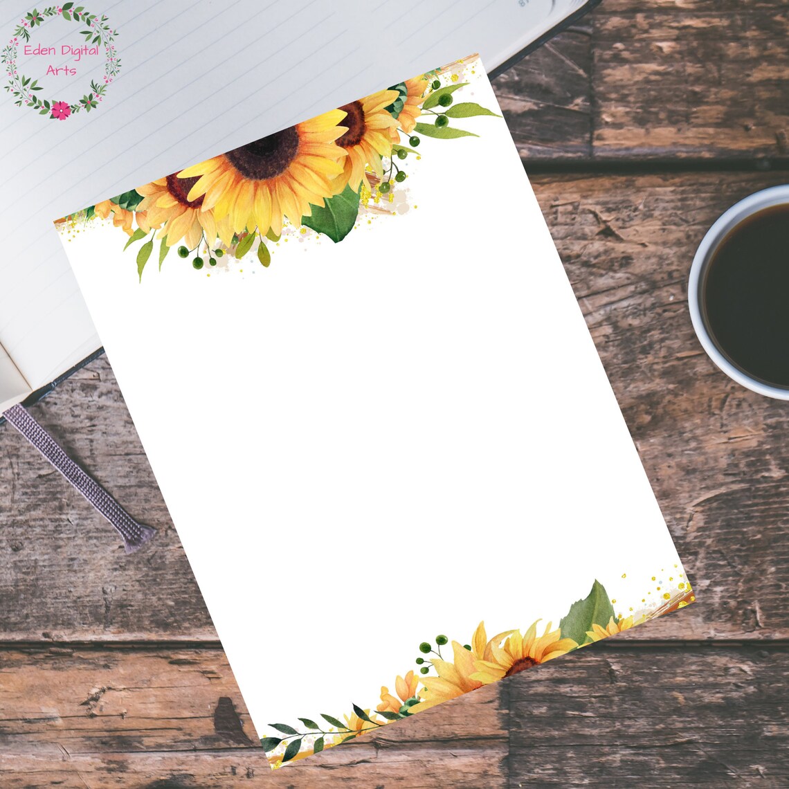 Sunflowers Writing Paper Printable Stationary Lined and Blank | Etsy