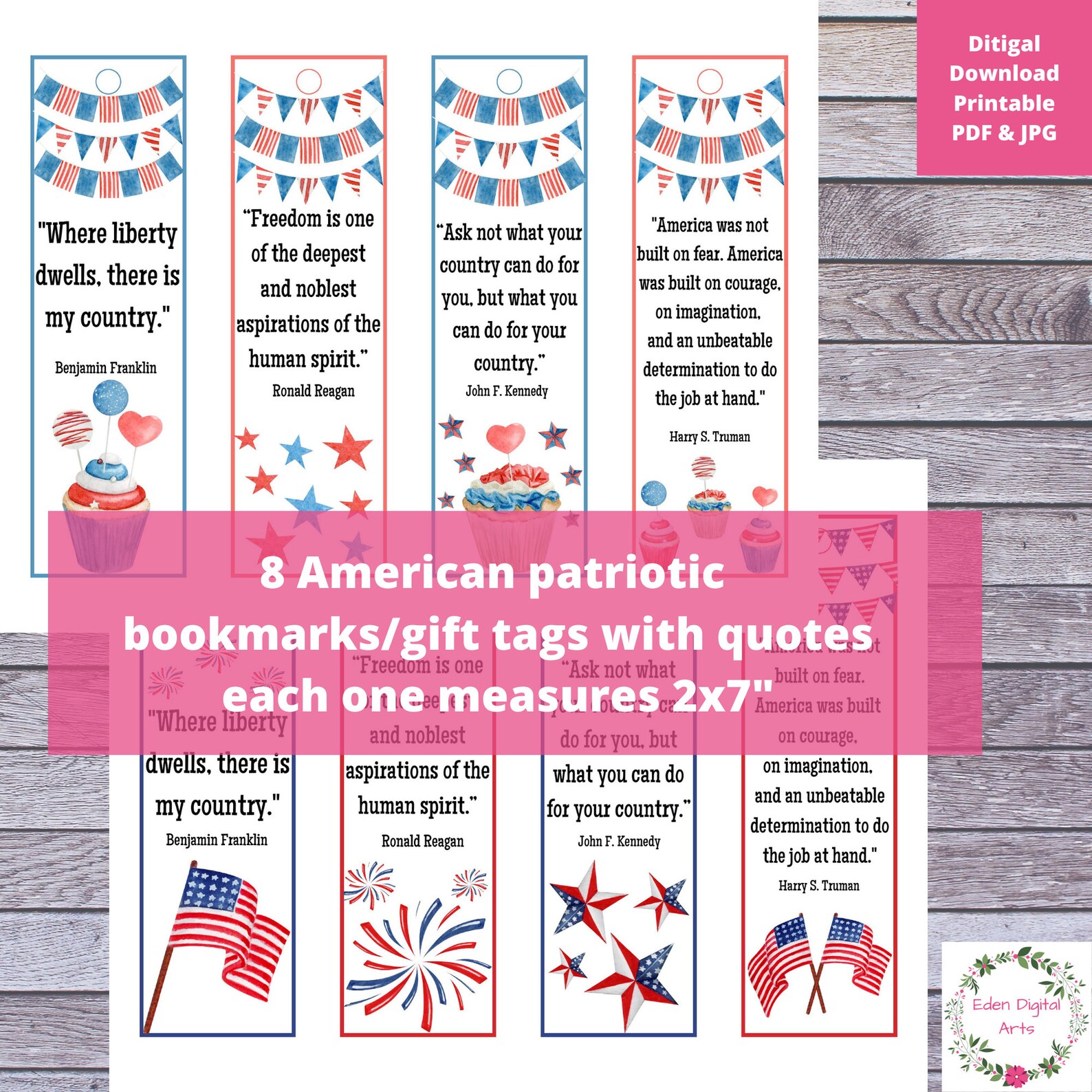 American Patriotic Bookmarks Gift Tags Military Veteran | Etsy