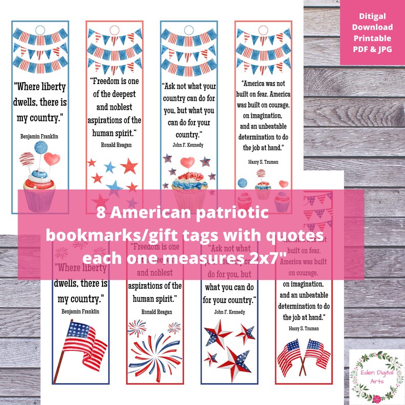 American Patriotic Bookmarks Gift Tags Military Veteran - Etsy