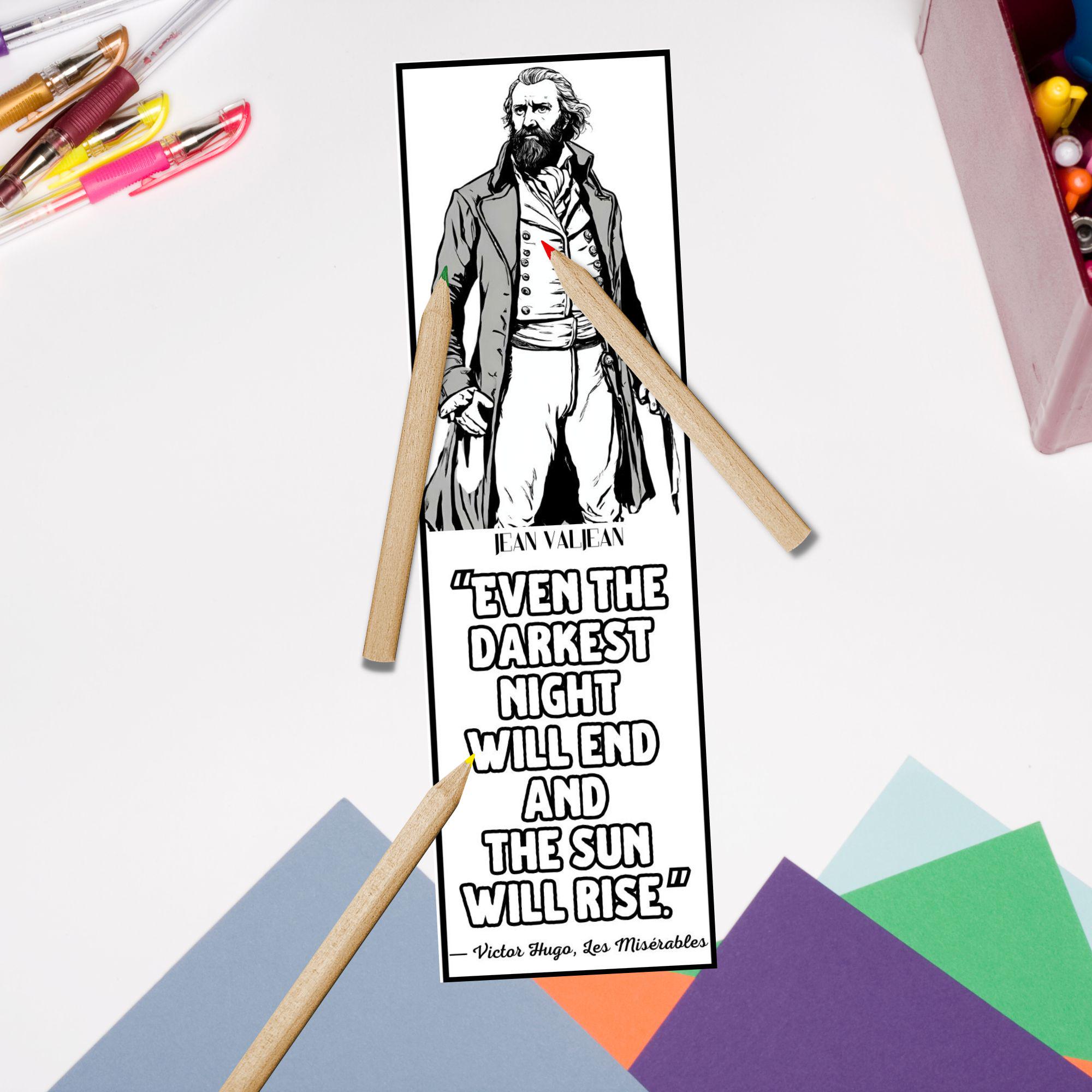 Les Miserables Quotes by Victor Hugo Coloring Bookmarks, Literary ...