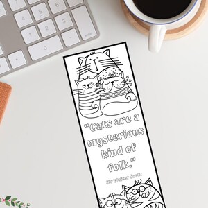 Cat Lover Quotes Coloring Bookmarks Printable Page, Positive Relaxing ...