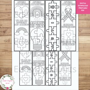 Autism Awareness Coloring Bookmarks for Kids, Acceptance ...