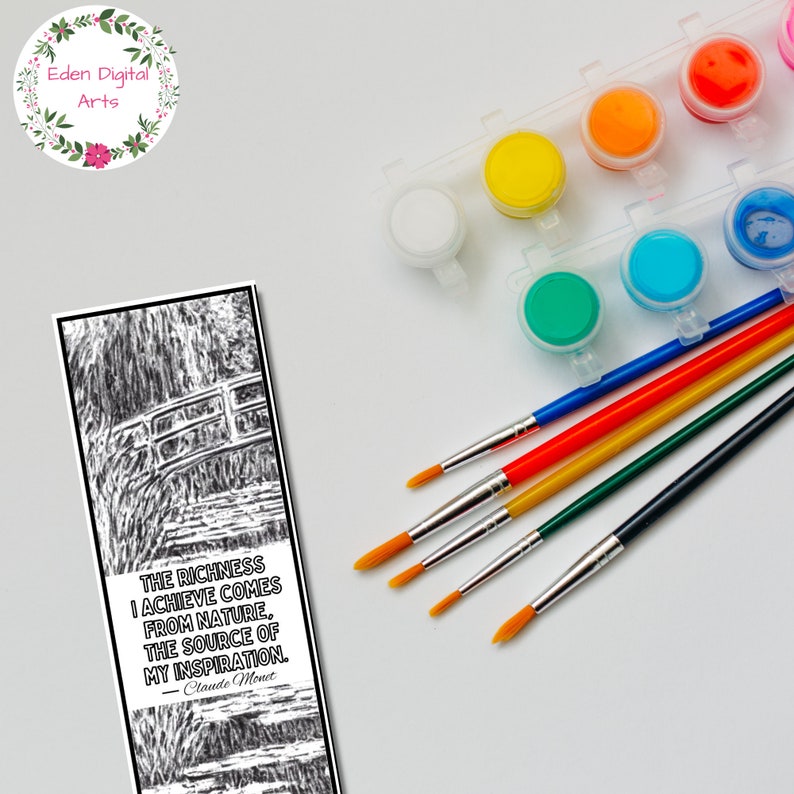 Claude Monet Quotes Coloring Bookmarks French Impressionist - Etsy