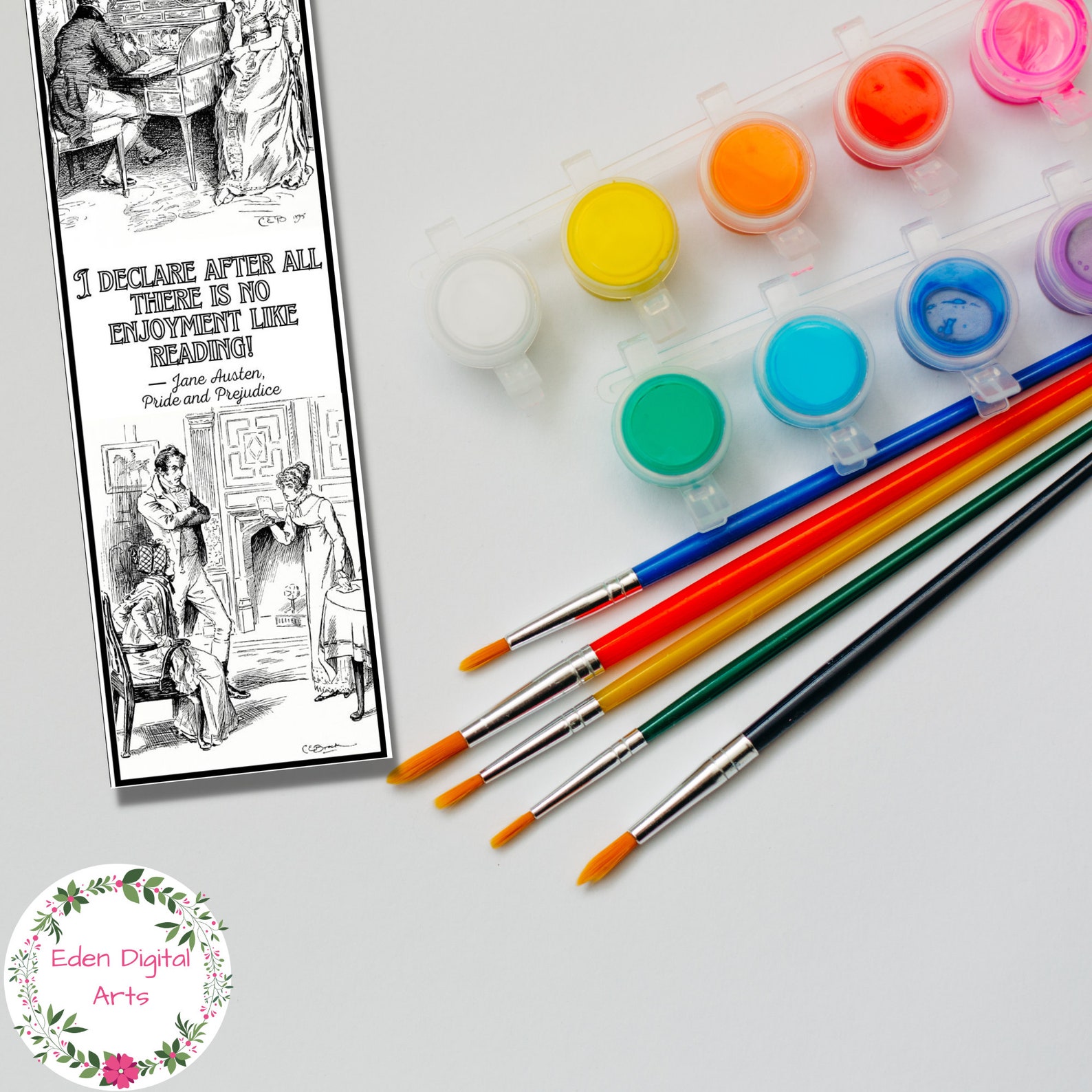 Pride and Prejudice Quotes by Jane Austen Coloring Bookmarks Literary ...