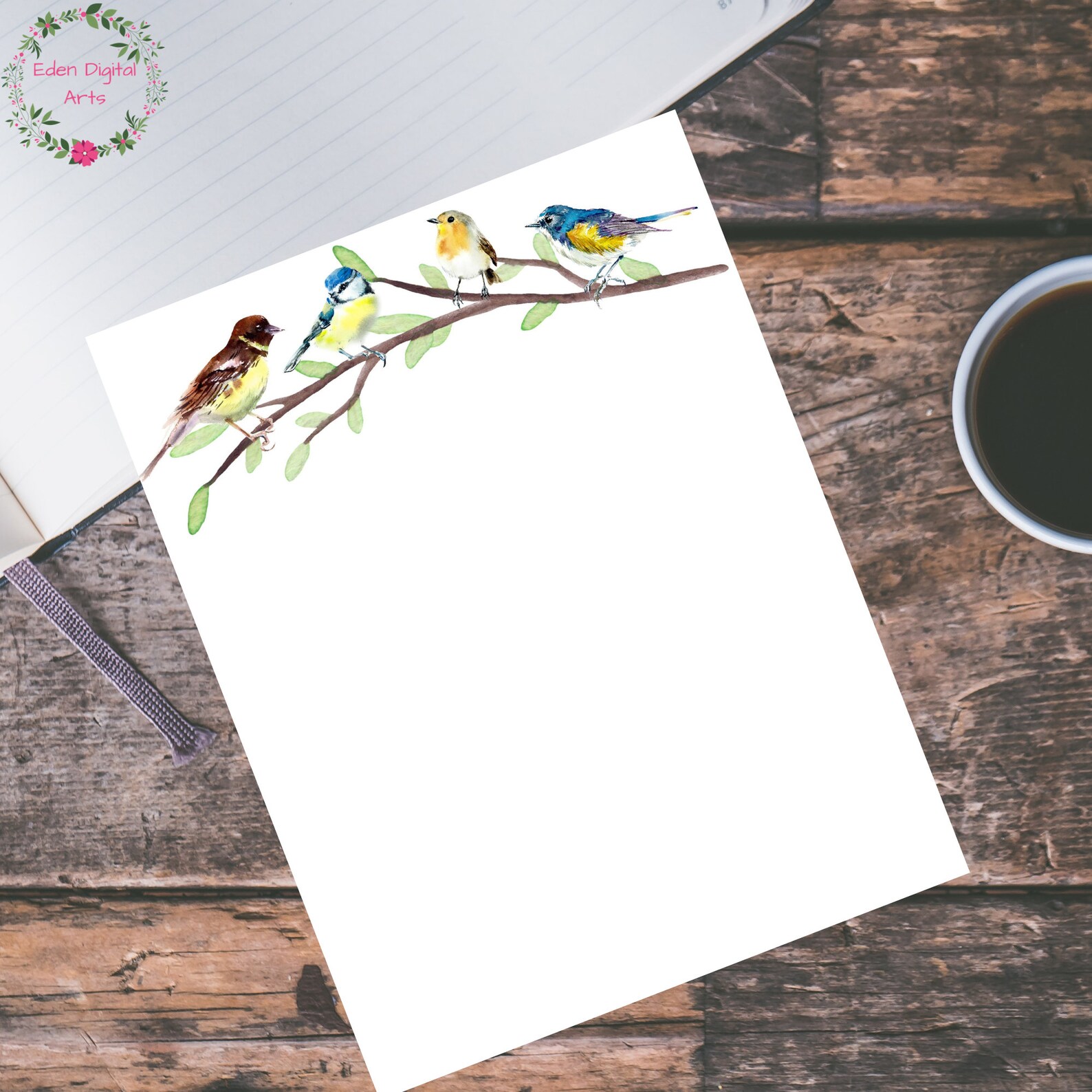 Backyard Birds Writing Paper Printable Stationery Lined and | Etsy