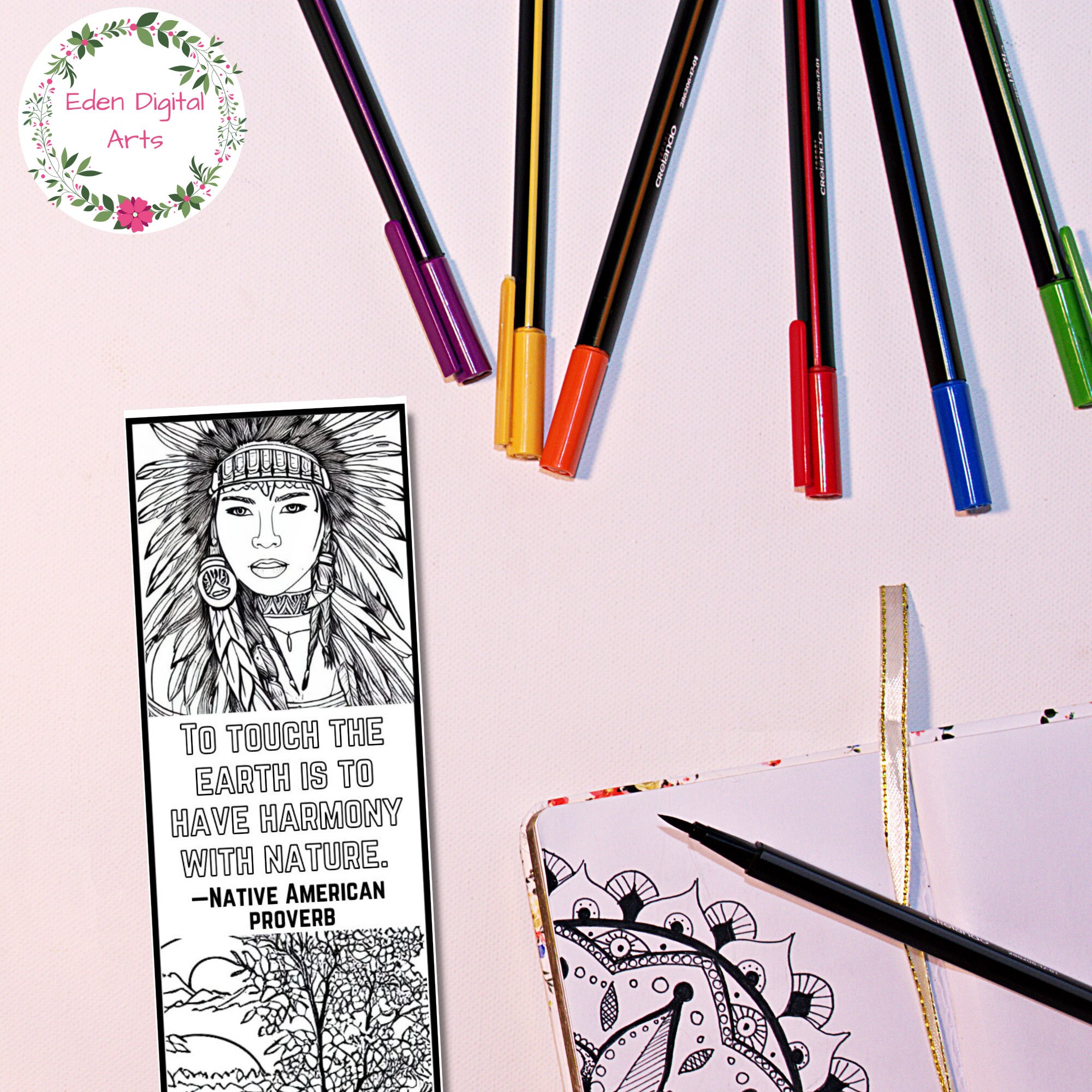 Native American Proverbs Coloring Bookmarks Nature Quotes Indigenous ...