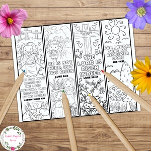 Color Your Bookmarks Easter Bible Verses for Kids, Christian Scripture ...