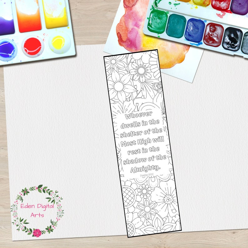Psalm 91 Coloring Bible Verse Bookmarks Printable Floral - Etsy