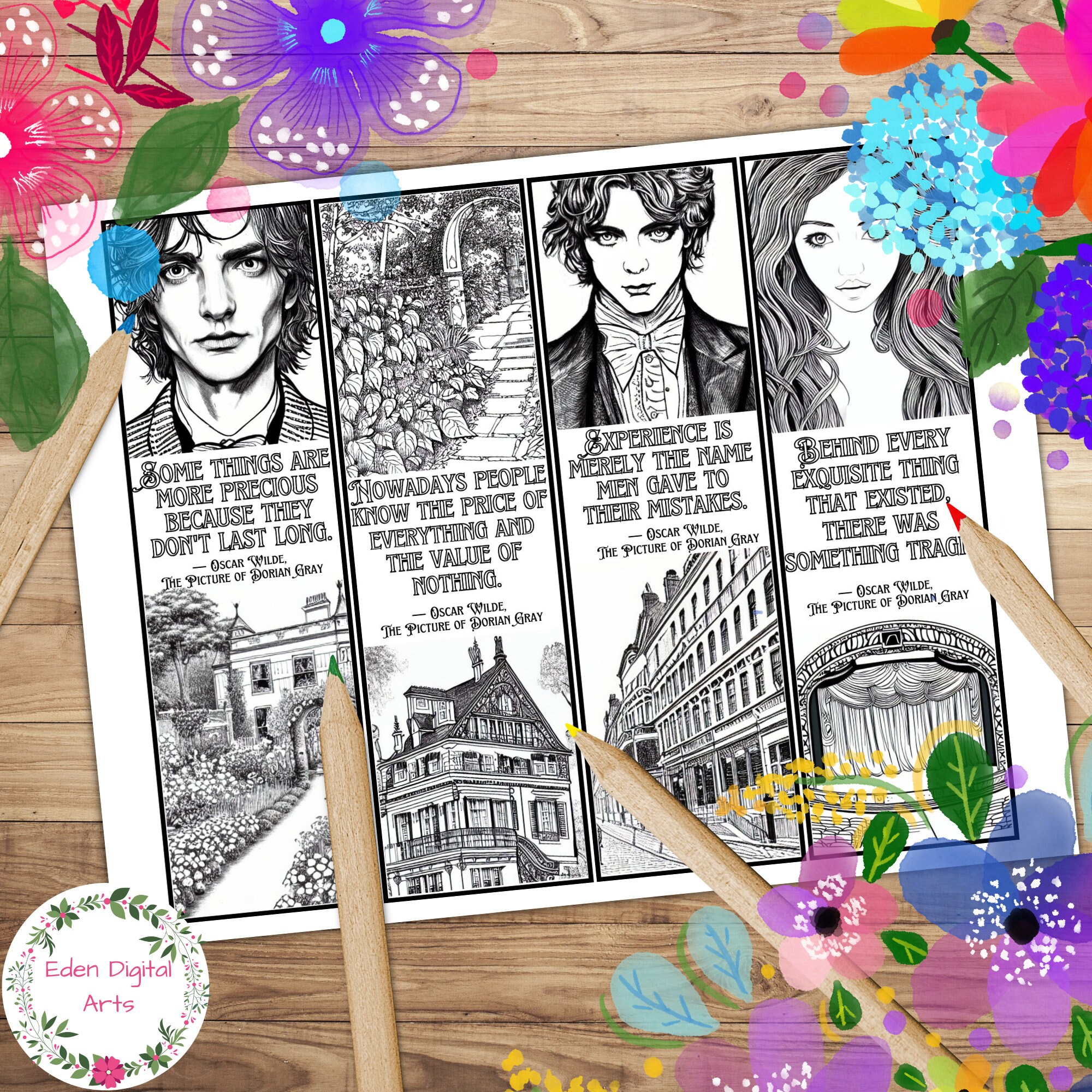 Picture of Dorian Gray Coloring Bookmarks Oscar Wilde Quotes Book Club ...