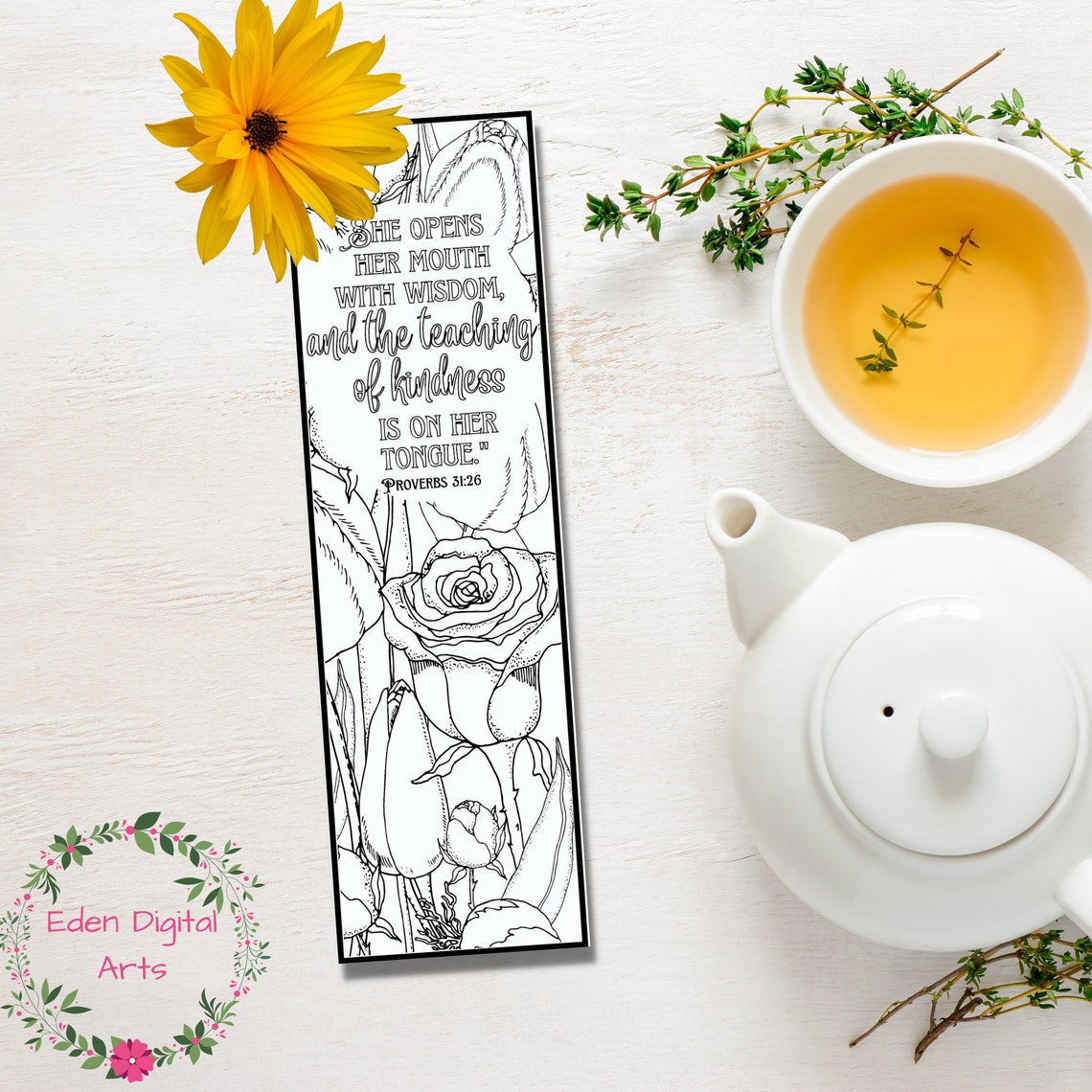 Proverbs 31 Coloring Bible Verse Bookmarks Cards, Scripture & Garden ...