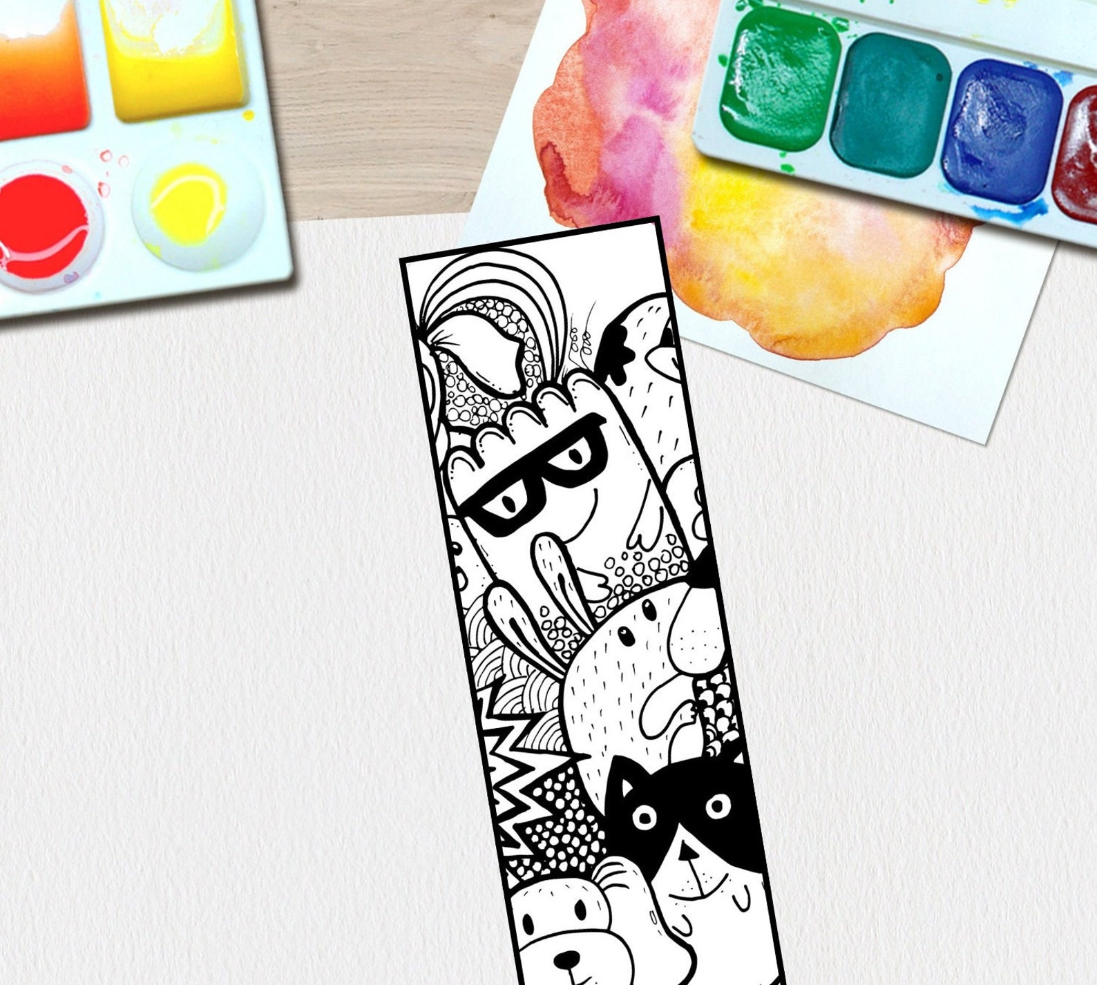 Cute Kawaii Animals Coloring Bookmarks for Kids and Adults, Random Acts ...