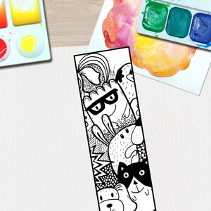 Cute Kawaii Animals Coloring Bookmarks for Kids DIY Cards Classroom ...