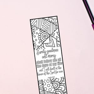 Psalm 23 Coloring Bible Verse Bookmarks, KJV Scripture Christian ...