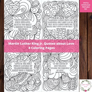 MLK Jr Love Quotes Coloring Pages for Kids and Adults, Fun Class ...