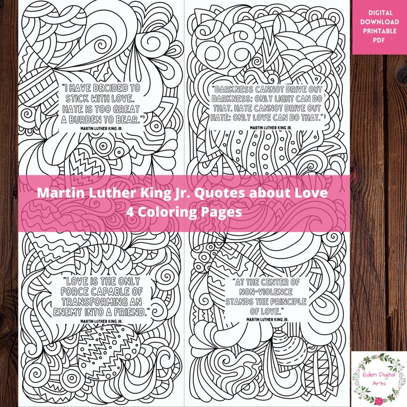 MLK Jr Love Quotes Coloring Pages Classroom Activity Valentine's Day ...