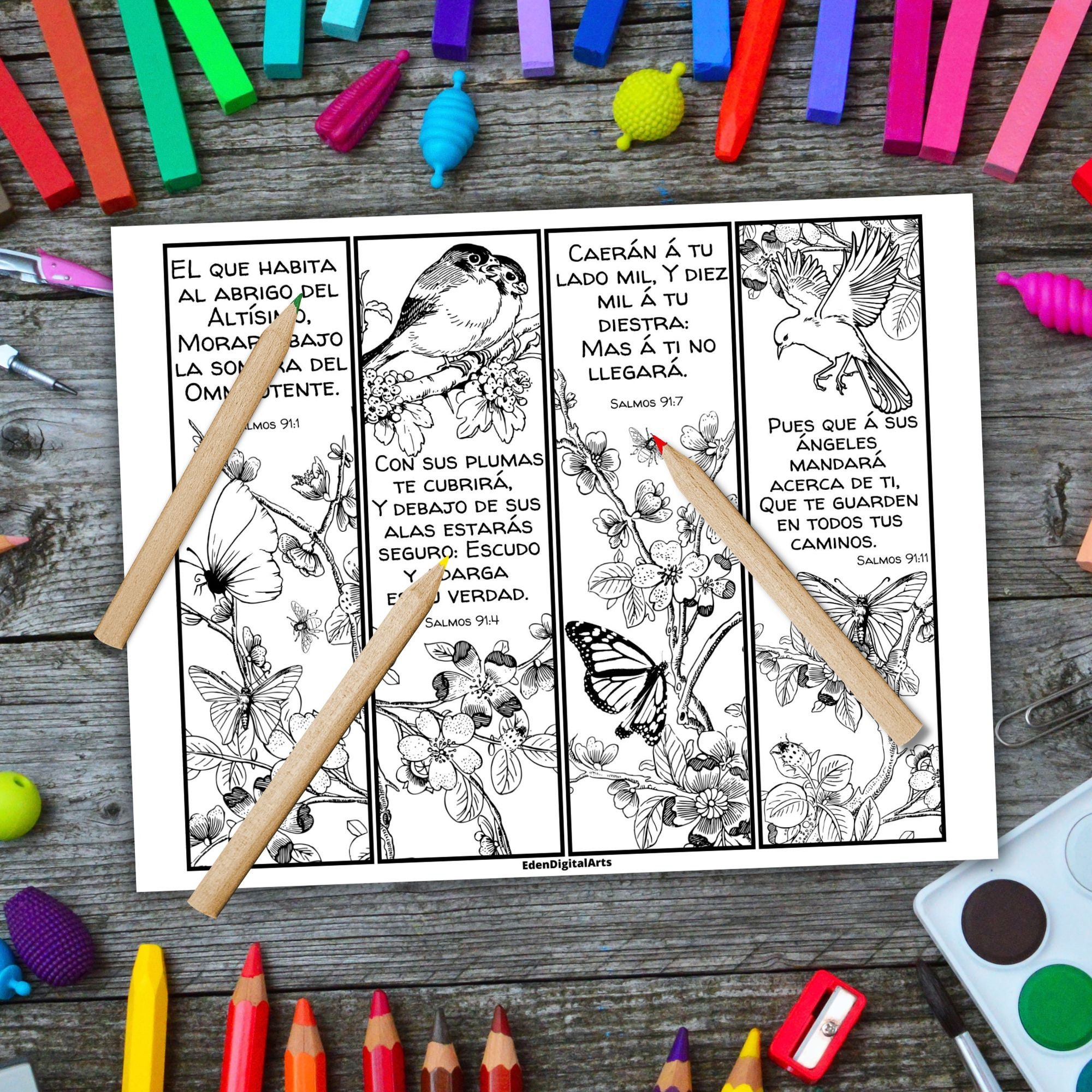 Spanish Language Psalm 91 Bible Verses Coloring Bookmarks En Espanol ...