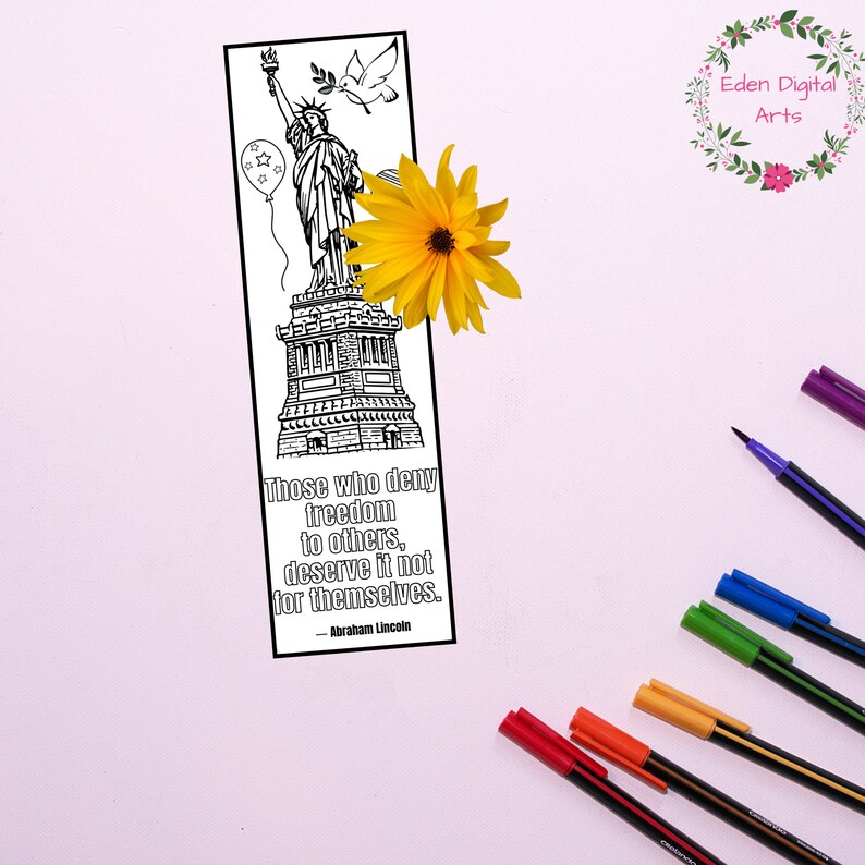 Abraham Lincoln Quotes Coloring Bookmarks American Patriotic | Etsy